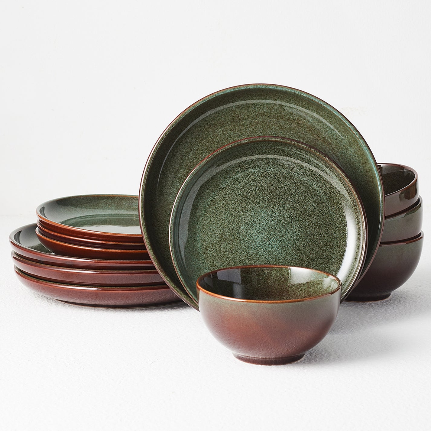 12-Piece Stoneware Dinnerware Sets, Dish Sets for 4 – POKINI